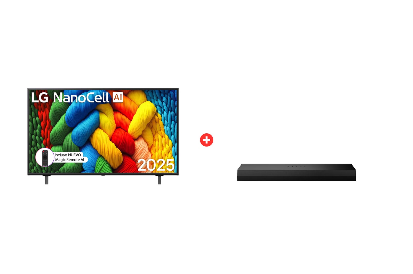 Smart TV LG NanoCell AI NANO80 4K de 50 pulgadas 2025 + Soundbar LG S20A Experiencia de Sonido ...